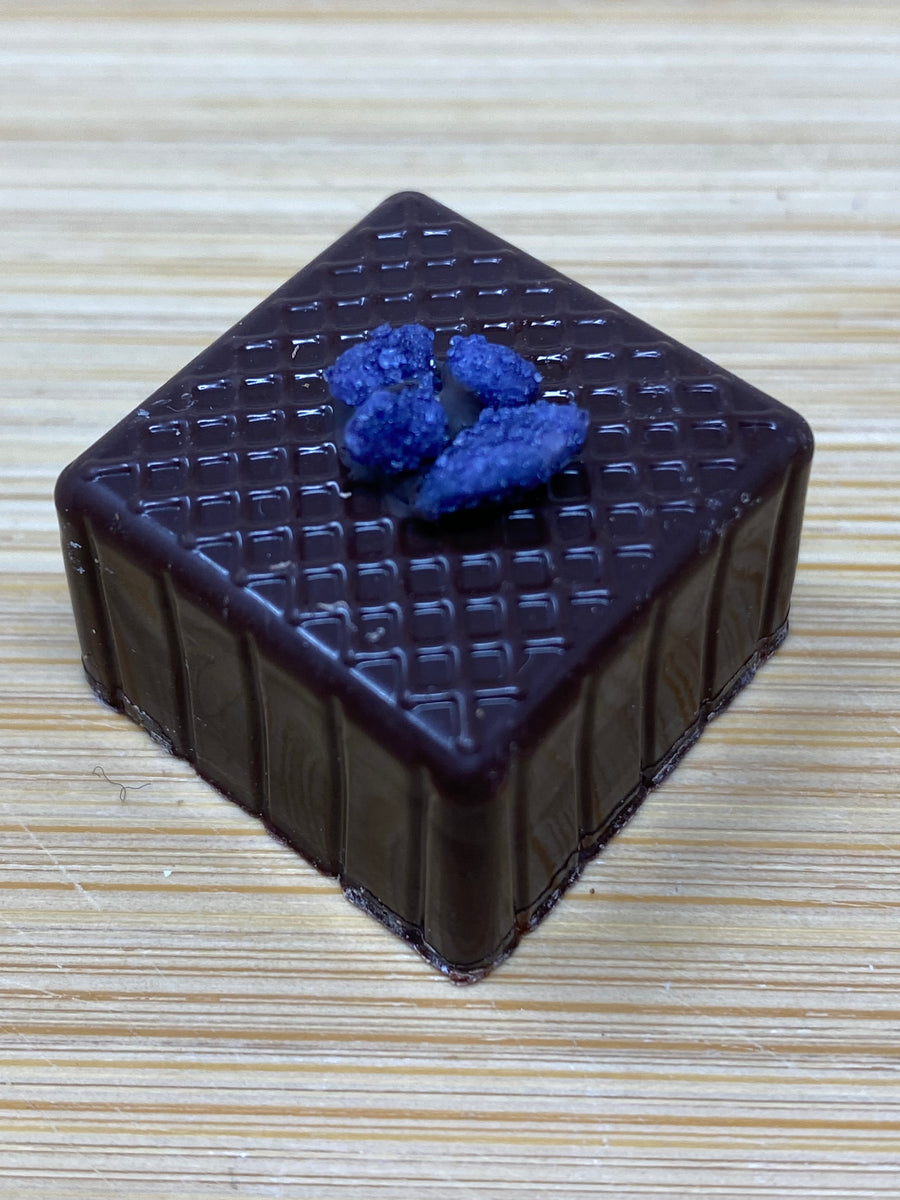 Handmade Dark chocolate and crystallised Violet fondant – Ilfracombe ...